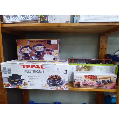 Boxed cookware - Tefal raclette grill, Braun hand blender, Ravioli ...