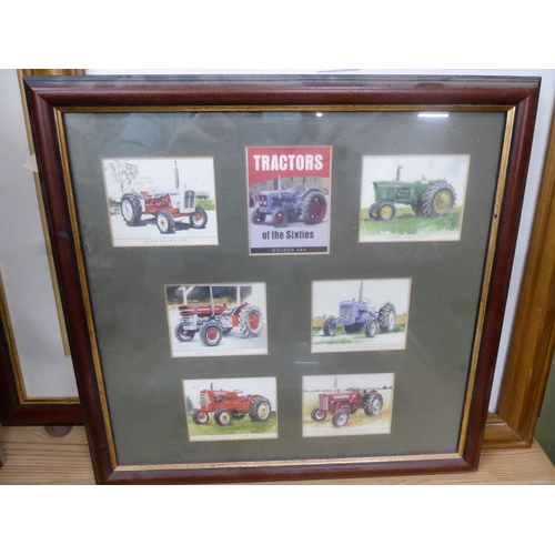 Framed tractor cards and prints (4)