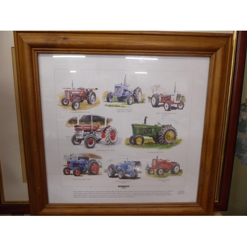 Framed tractor cards and prints (4)