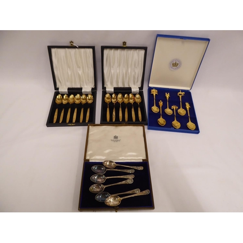 Cased gold finish Queen's golden jubilee spoons, gold plated teaspoons ...