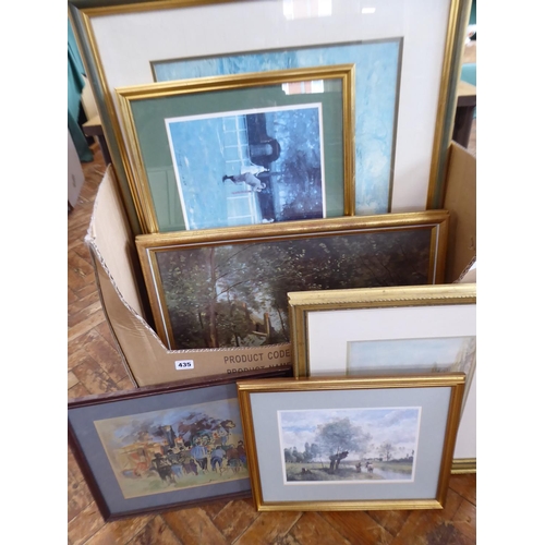 Box of pictures - Claude Monet print, watercolours etc. (8)