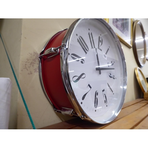 Marching band drum clock ( 17" diameter)