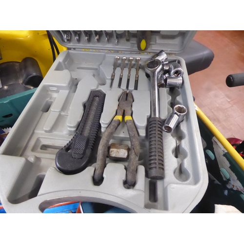 2 crates of tools - Rolson plane, hand drill, sockets, Black and Decker ...