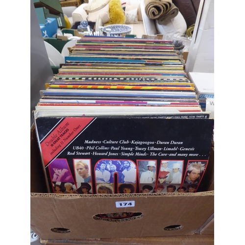 Box of vinyl 12" LPs compilations - 1980's and 90's etc. approximately 80