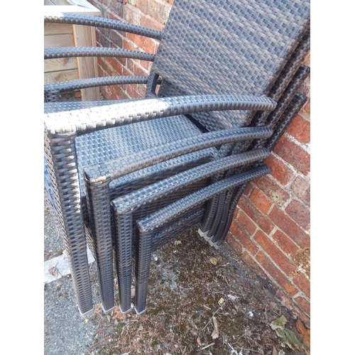 Set of 4 stacking plastic rattan garden chairs