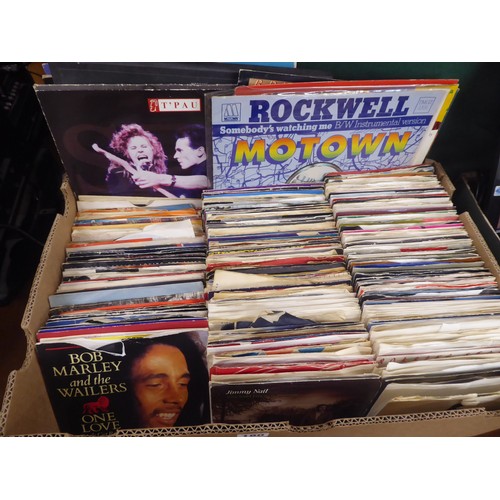 Box of vinyl 7" singles c1960's,70's,80's - approximately 250 & some 12 ...