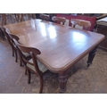 Victorian mahogany reeded column leg extending dining table and 6 chairs