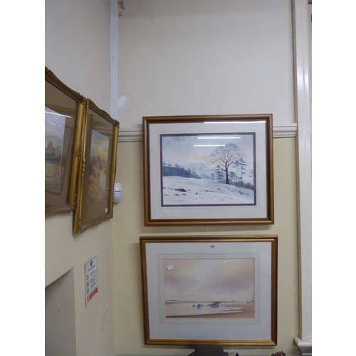 Watercolours - coastal scene - Geoffrey Sayers and winter landscape - J ...