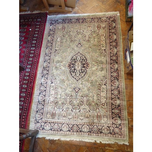 Pale green ground Kashmir rug (1.97m x 1.26m)
