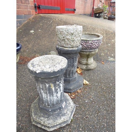 Assorted reconstituted stone and concrete plinths etc.