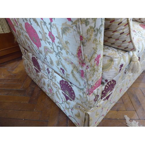 David Gundry gold floral design Knole sofa and snuggle chair