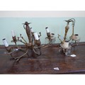 Ornate gilt metal 3 and 5 branch light fittings (2)