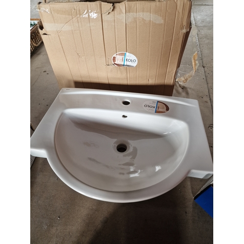 FREJA KOLO SIMPLE wash basin with tap hole 65cm with trident two handle ...