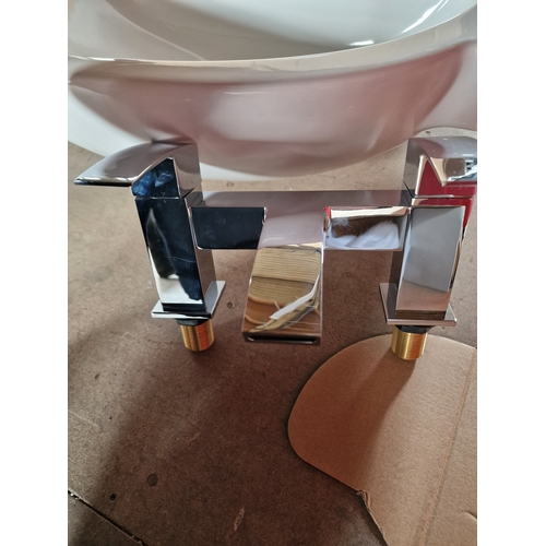 FREJA KOLO SIMPLE wash basin with tap hole 65cm with trident two handle ...