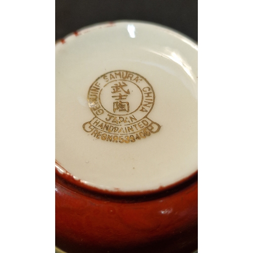 A genuine SAMURAI china tea set. Six tea cups and saucers, tea pot ...