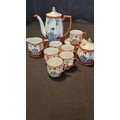 A genuine SAMURAI china tea set. Six tea cups and saucers, tea pot ...