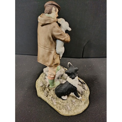 Rare Heredities Shepherd Farmer Sheepdog Lamb Sheep Farm Figurine ...