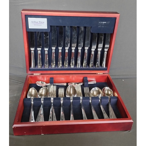 Arthur Price 44 piece Cutlery canteen set in wooden case, lined in blue