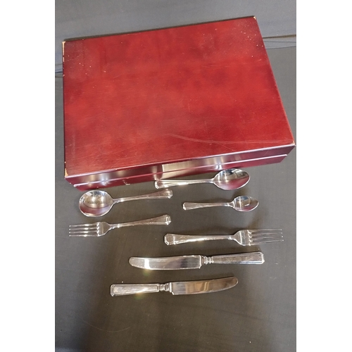 Arthur Price 44 piece Cutlery canteen set in wooden case, lined in blue