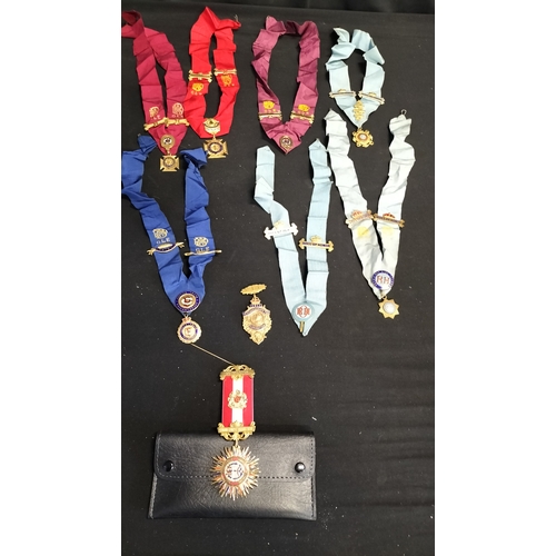 Masonic collarettes from various lodges, ranks and years