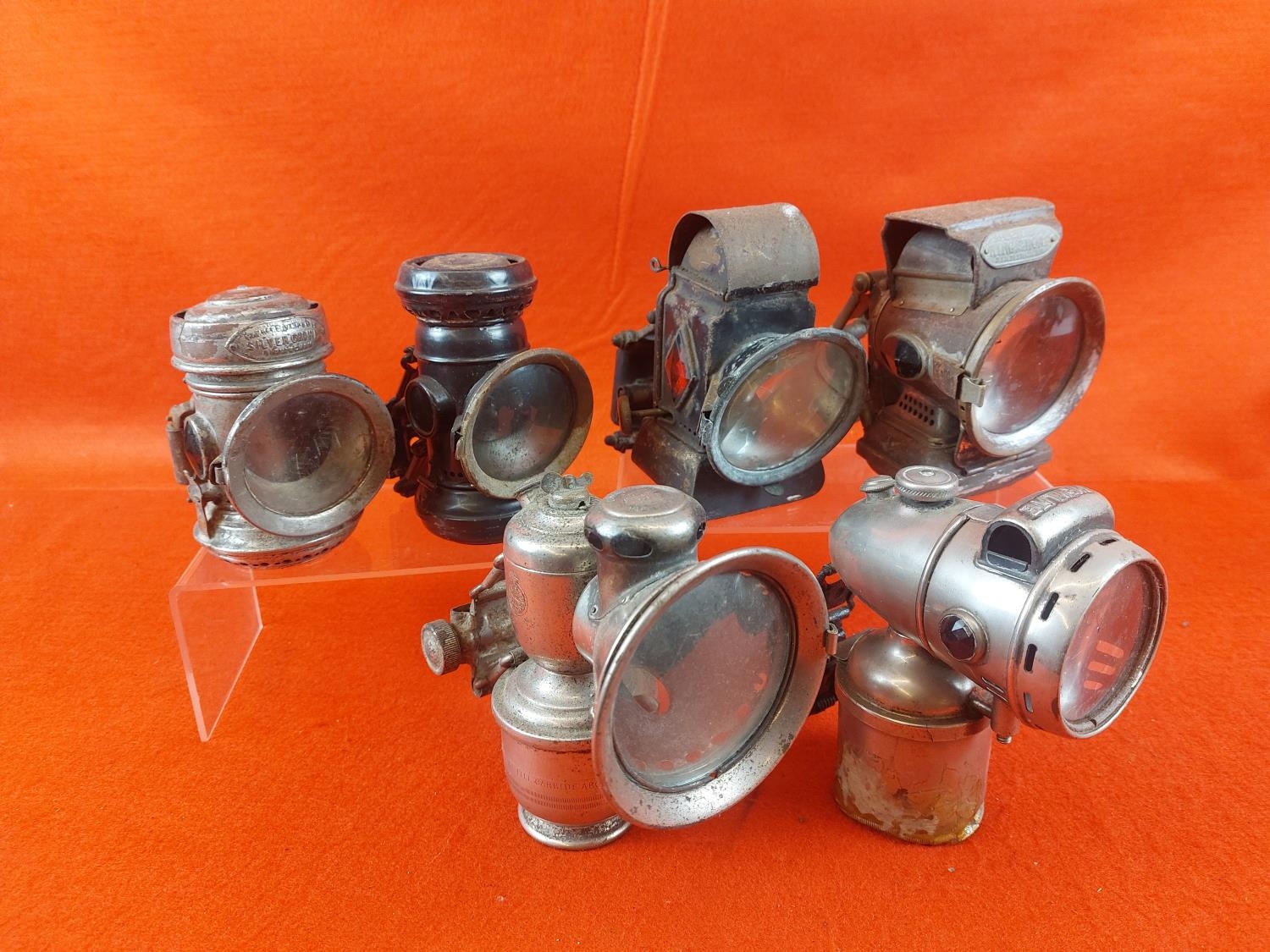 Collection of 6 Antique cycle lamps various makers and condition