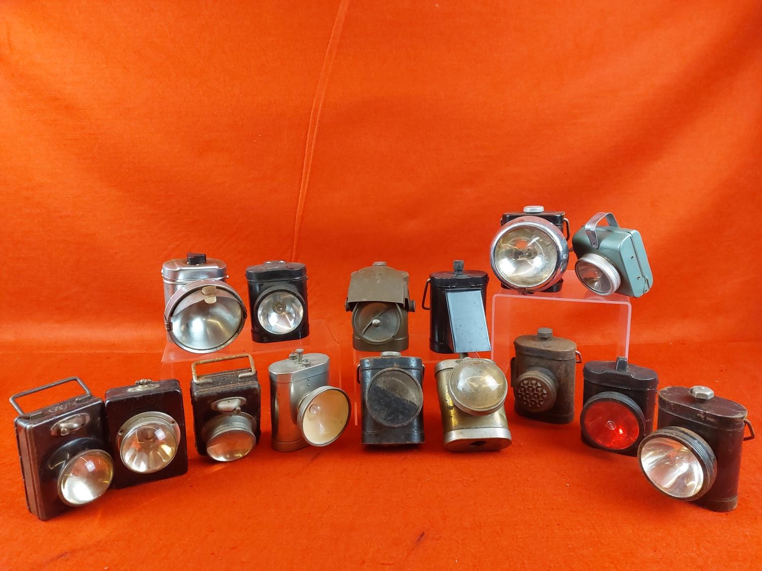 Large collection of vintage Ever Ready bicycle lamps