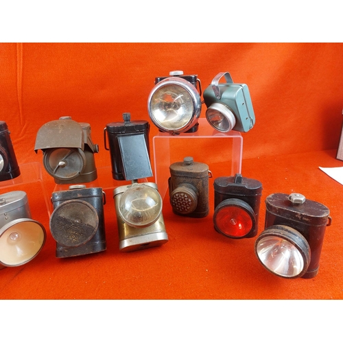 Large collection of vintage Ever Ready bicycle lamps