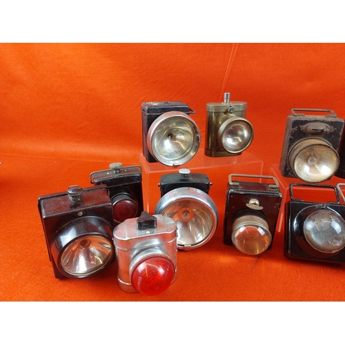 Large collection of vintage Ever Ready bicycle lamps