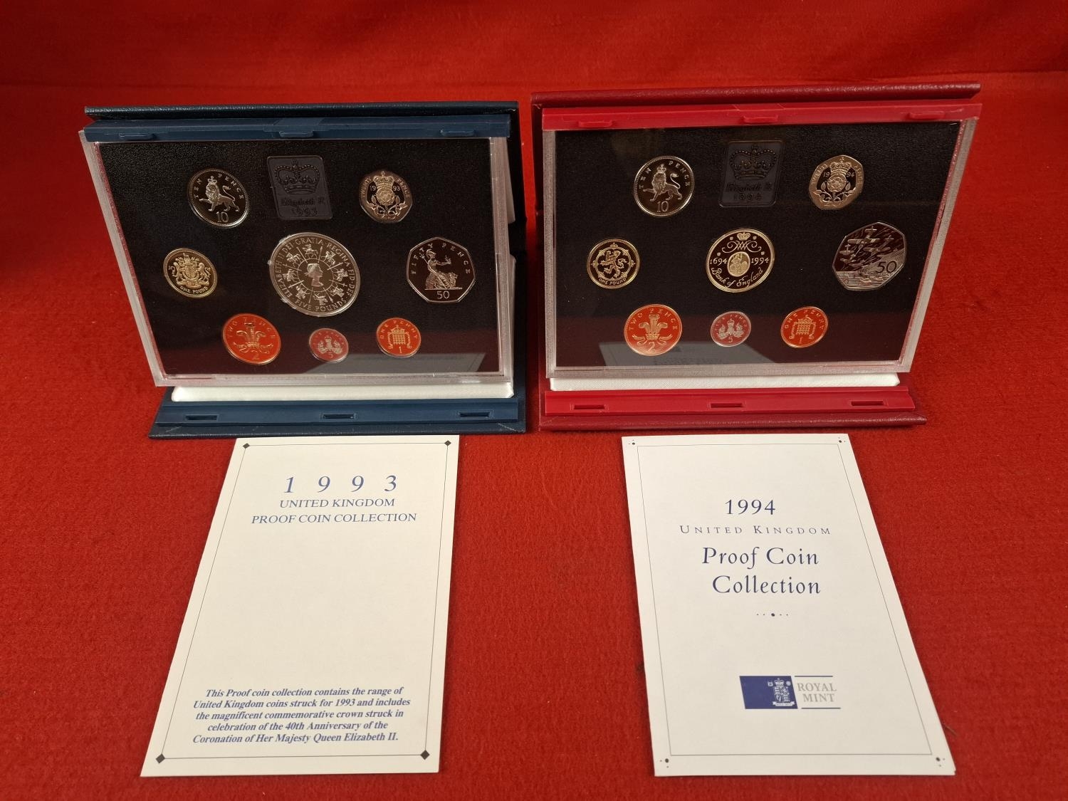 1993 & 1994 Proof coin set of United Kingdom 1994 deluxe set