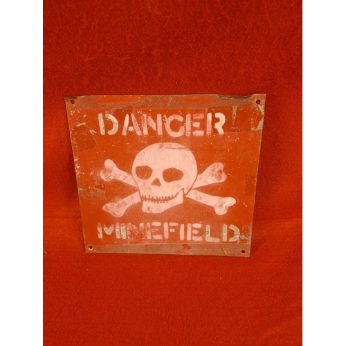 Metal "Danger Minefield" sign H 17cm W 18cm