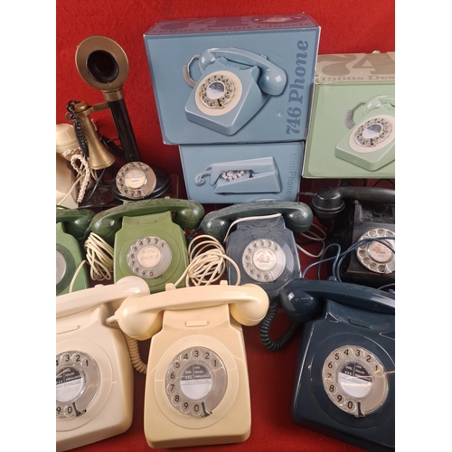 Large collection of vintage telephones