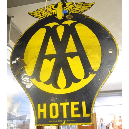 Vintage Double Sided Enamel AA Hotel Sign