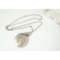 Vintage White Metal Locket Pendant and Chain.