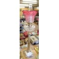 Silver Plated Column Paraffin Lamp with Glass Reservoir and Cranberry ...