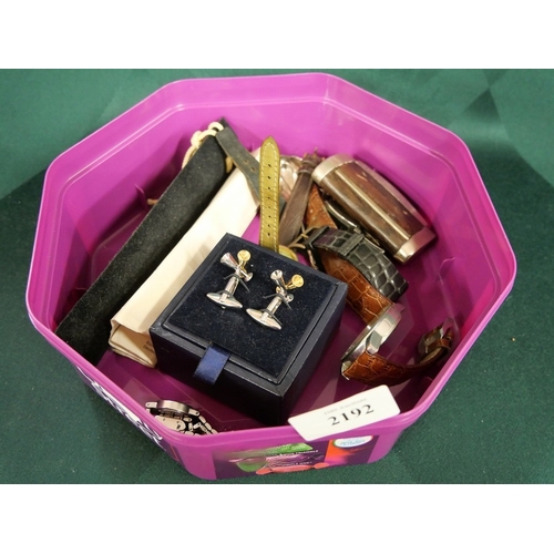 Box - Assorted Costume Jewellery, Watches, Pair of 925 Silver Spoons.