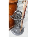 Painted Cast Metal Stick Stand With Three Walking Sticks