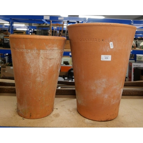 Two Terracotta Yorkshire Flower Pots (largest 40cms tall)