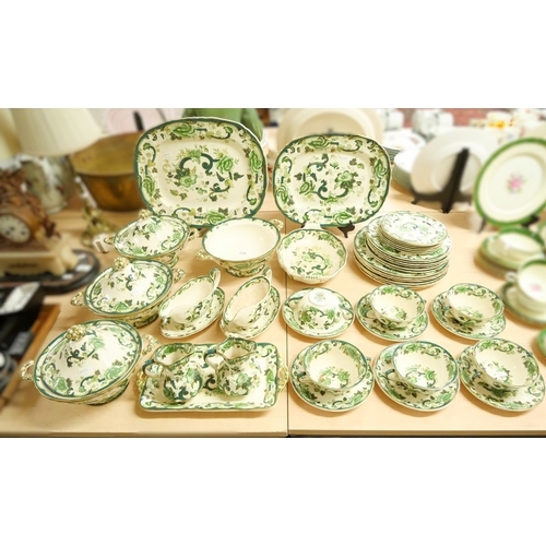 Large Collection of Masons Chartreuse Pattern Dinnerware.