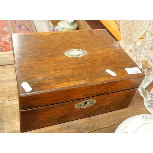Antique MOP Inlaid Rosewood Workbox.
