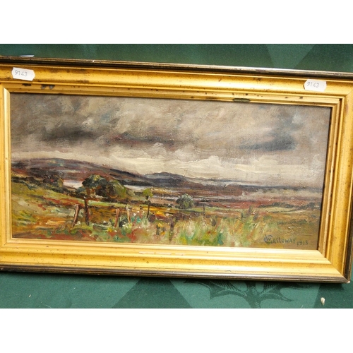 Framed Oil Painting - Stormy Landscape by William Galloway, approx 38 x ...