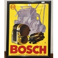 A framed reproduction enamel sign for Bosch. 26" x 20".