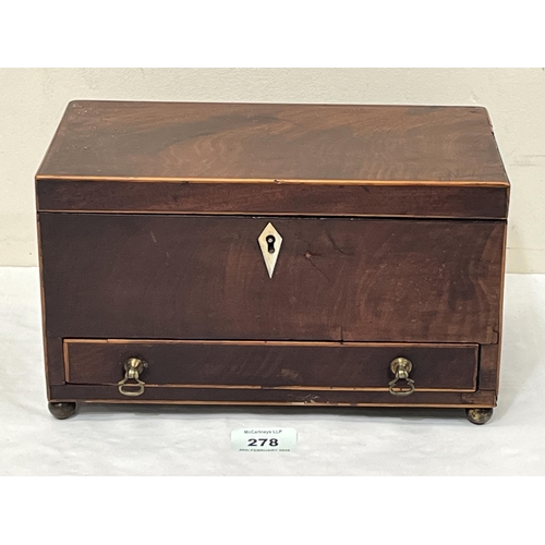 A Regency mahogany jewellery box with fitted drawer. 10½" wide