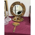 An early 20th century pokerwork dressing table set