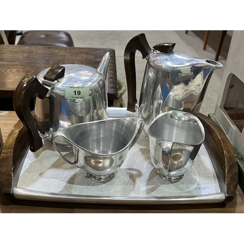 A pewter Picquot Ware five piece tea set