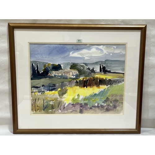 A watercolour drawing of Lower Brockhampton signed M.Magnan 18" x 24 ...