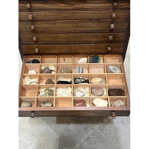 A 19th century speciman chest of ten drawers containing a variety of ...