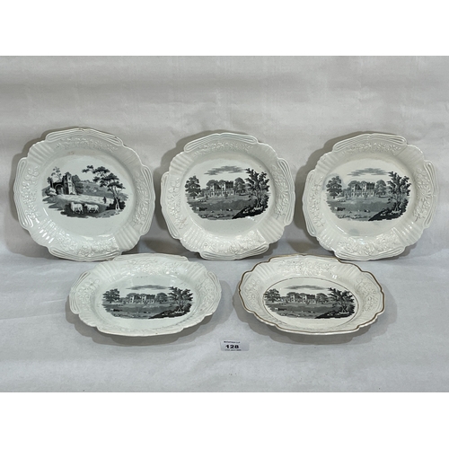 A set of four and another early 19th century Thomas Lakin plates, bat ...