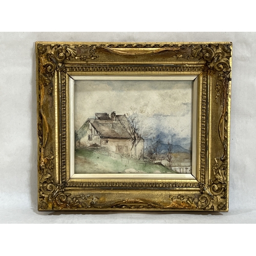 I. MABEL CADELL. BRITISH Exh. 1900-1940 Cottage by a pond. Watercolour ...
