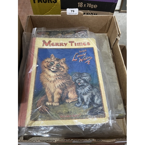 A box of old children's books including 1875 John Gilpin, Merry Times ...