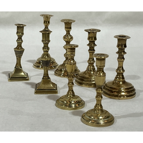 Devotional/ecclesiastical miniature brass candlesticks, four pairs ...